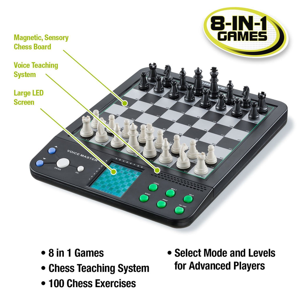 Voice Master Electronic Chess and Checkers Set with 8-In-1 Board Games ...