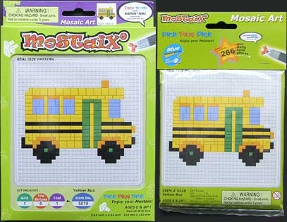 Mostaix, Mosaic Art, School Bus, 266 Stickers – Toys 2 Discover