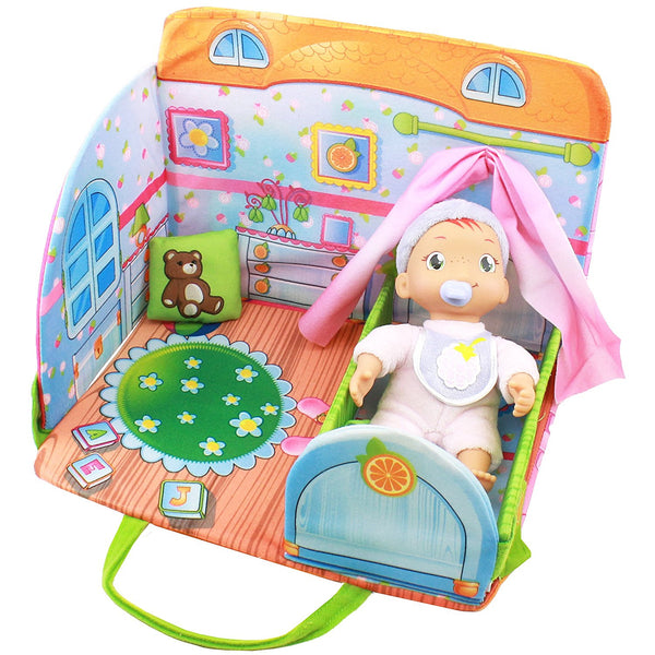Fold-able Play House Doll Set, Includes Crib Pillows, Travel Velcro Cl ...