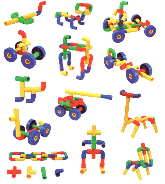 Tube Locks Set 136 Pcs with Wheels and Music Parts with Plastic Contai ...